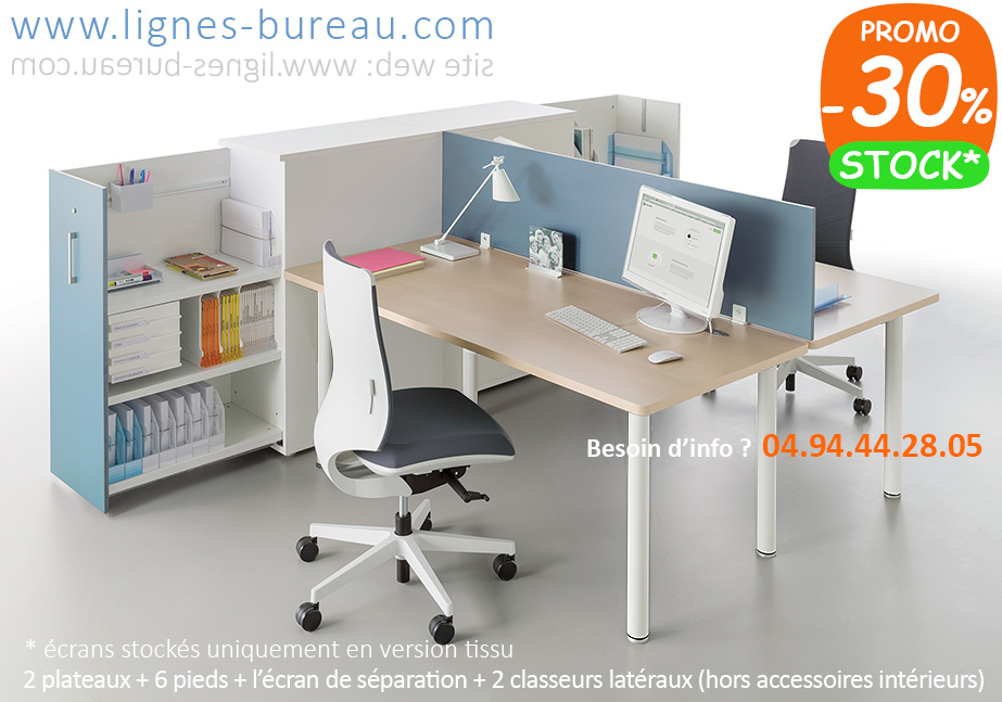 2 Bureaux face à face avec classeurs de rangement design TOM - Mobilier ...