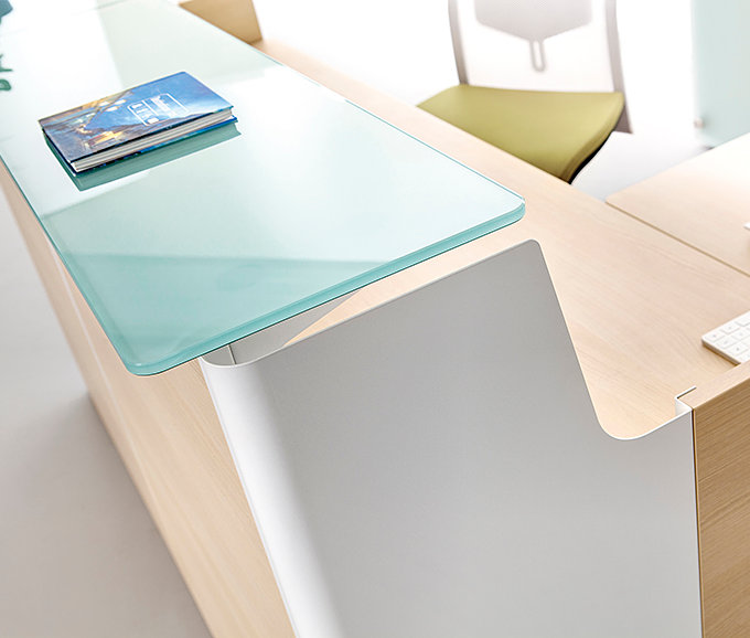 Banque d'accueil bureau d'angle moderne design avec led en option, FIRST - Mobilier de bureau ...