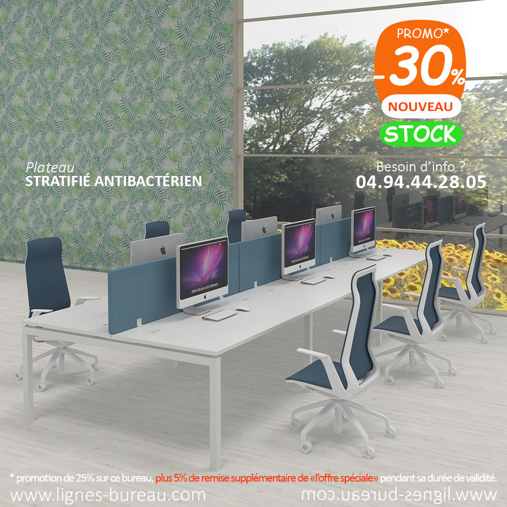 Bureau open space pour 6 personnes de type Bench, Isos - Mobilier de ...