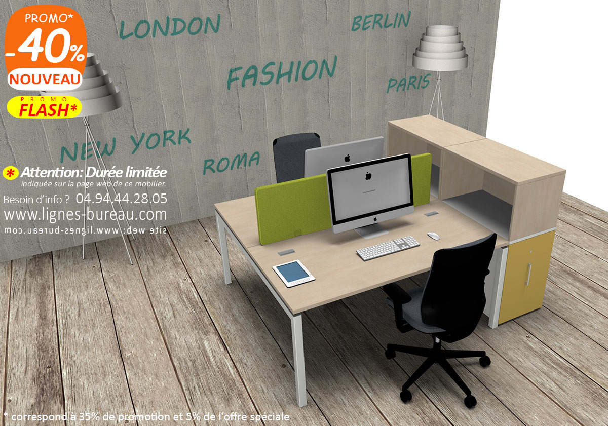 Bureau Bench pour 2 personnes, pour open space design, Isos - Mobilier ...