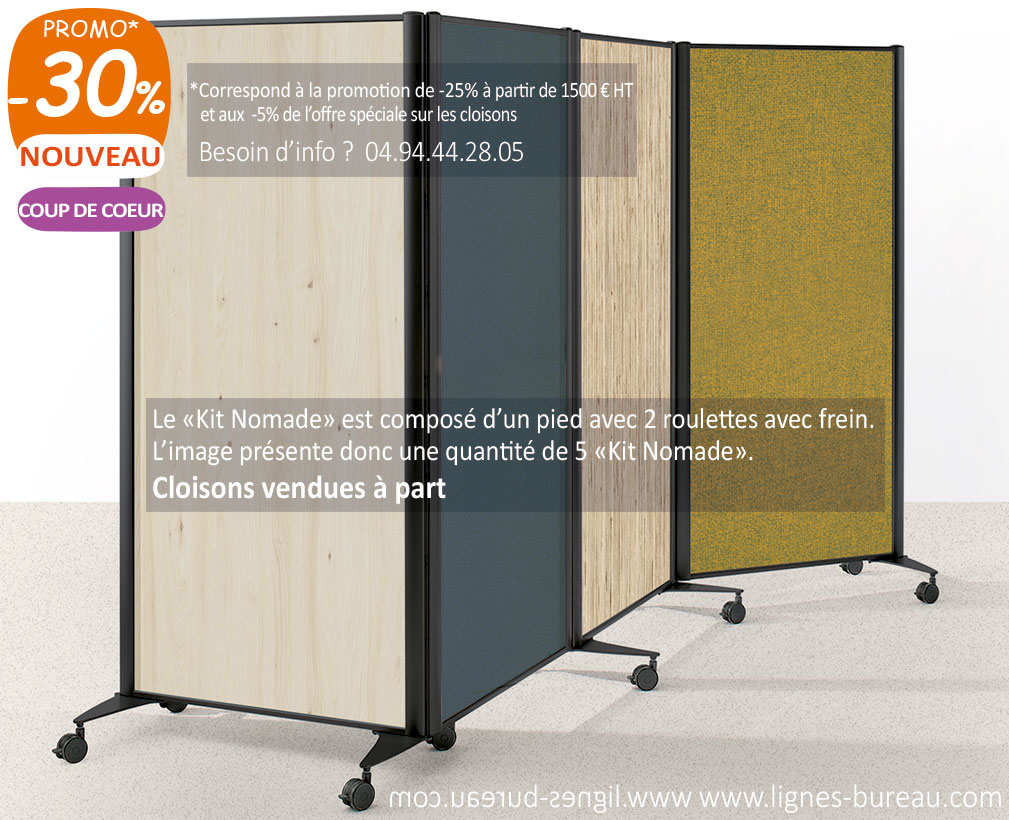 Kit nomade cloisonnettes bureau kp clen - Mobilier de bureau professionnel