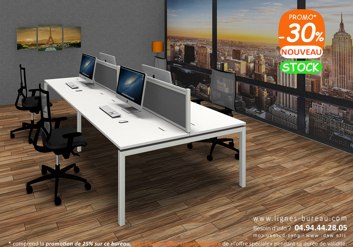 Mobilier de bureau pour open space pour 4 personnes et écrans ...