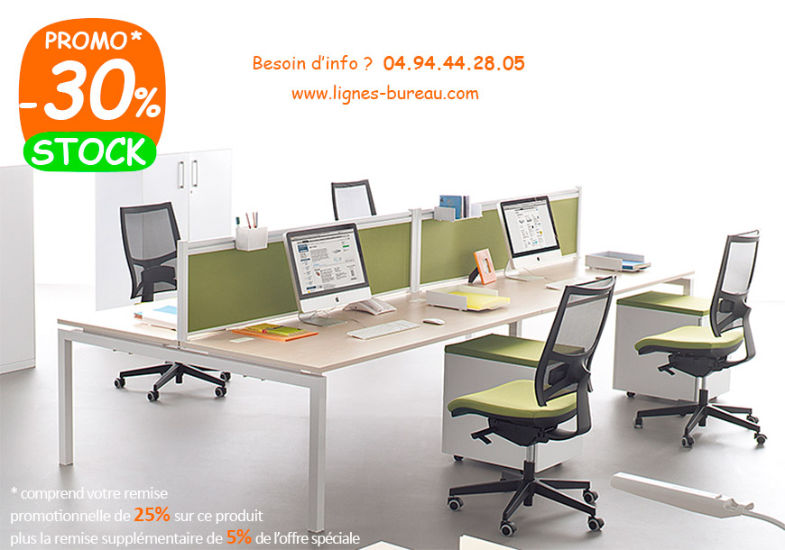 Mobilier de bureau pour open space pour 4 personnes et écrans ...