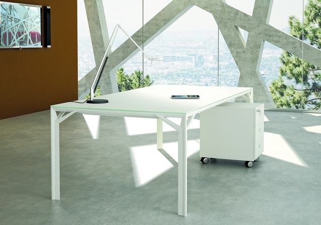 Table archi glass en verre blanc d une longueur de 200 cm - Mobilier de ...