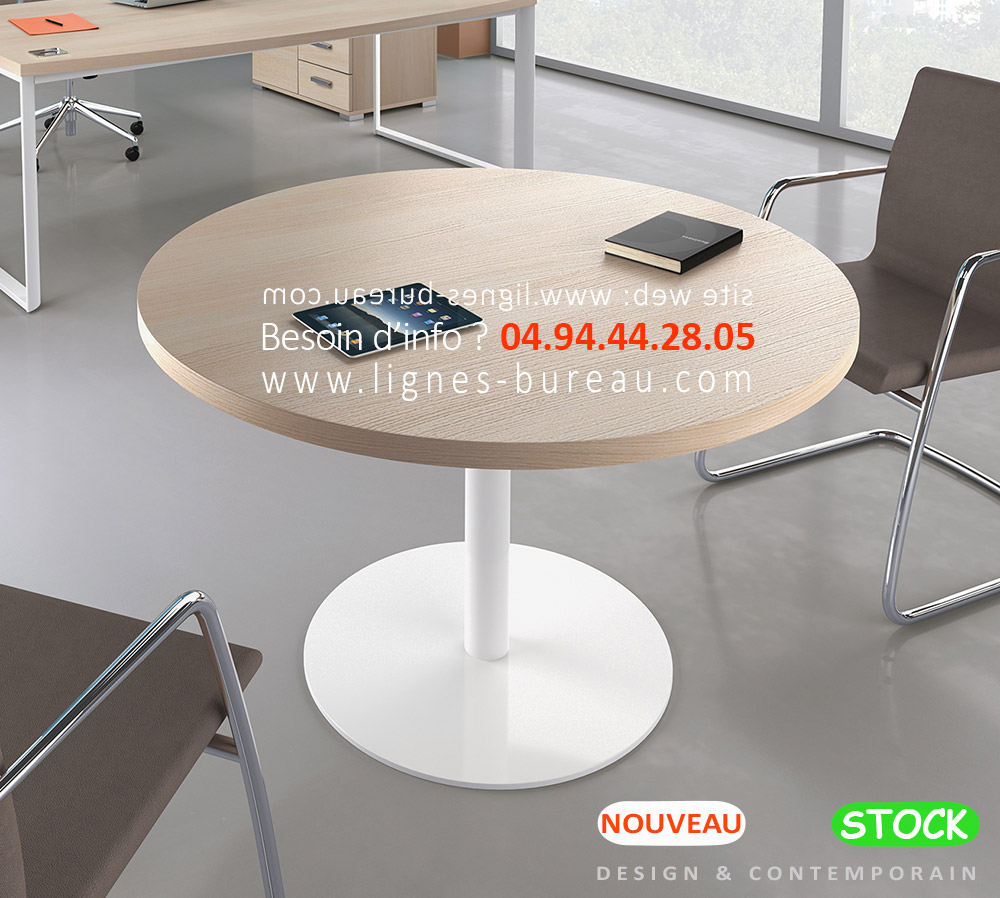 Table de réunion ronde 4 personnes avec pied central métal Business ...