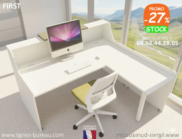 Banque d'accueil bureau d'angle moderne design avec led en option, FIRST - Mobilier de bureau ...