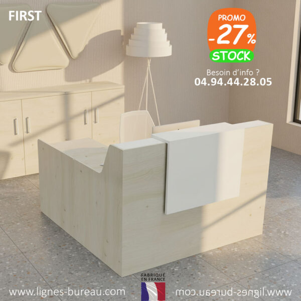 Banque d'accueil bureau d'angle moderne design avec led en option, FIRST - Mobilier de bureau ...